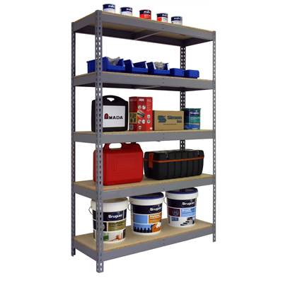 Étagère en métal gris bois 4 étagères charge 300 kgs dim.2000x1200x450mm à visser