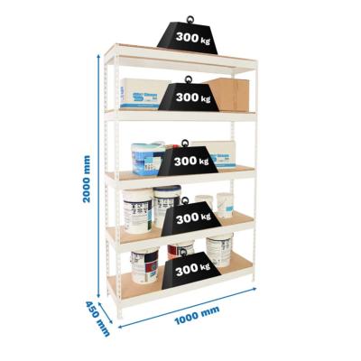 Étagère métal blanc bois étagères 300 kgs 2000x1000x450mm sans vis 150081 SIMONRACK