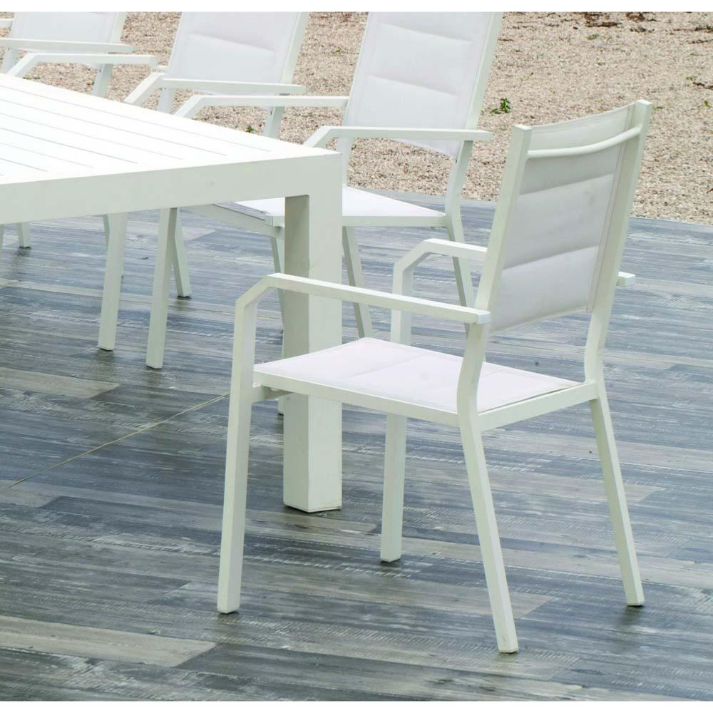 Set table à manger 8 places blanc table extensible rectangulaire 220cm ...